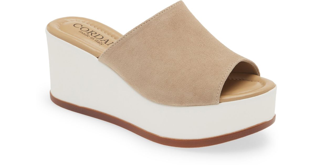 Cordani Demmi Platform Wedge Slide Sandal in White | Lyst
