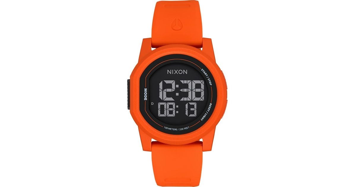 Nixon Disk Chronograph Rubber Strap Watch, 39Mm in Orange | Lyst