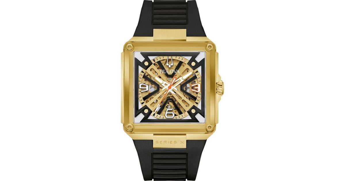 Bulova Marc Anthony Series X Skeleton Automatic Rubber Strap Watch ...