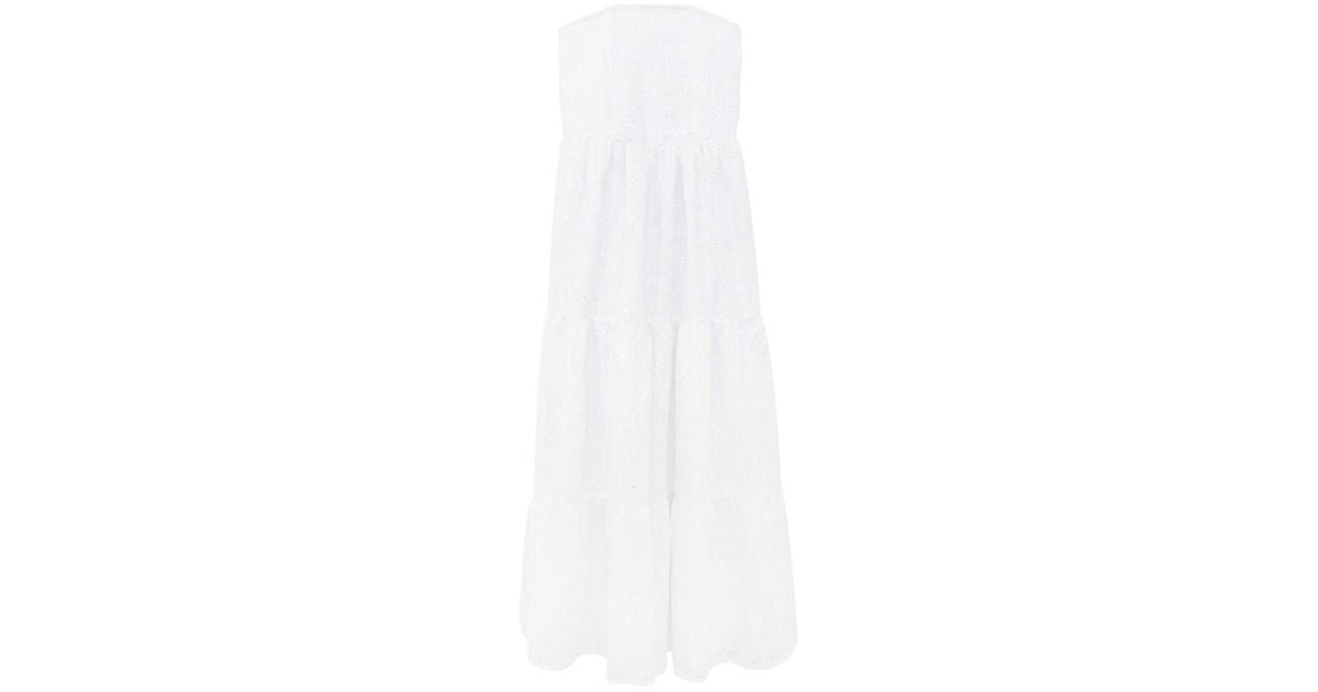Speechless Smocked Eyelet Strapless Maxi Dress in White | Lyst