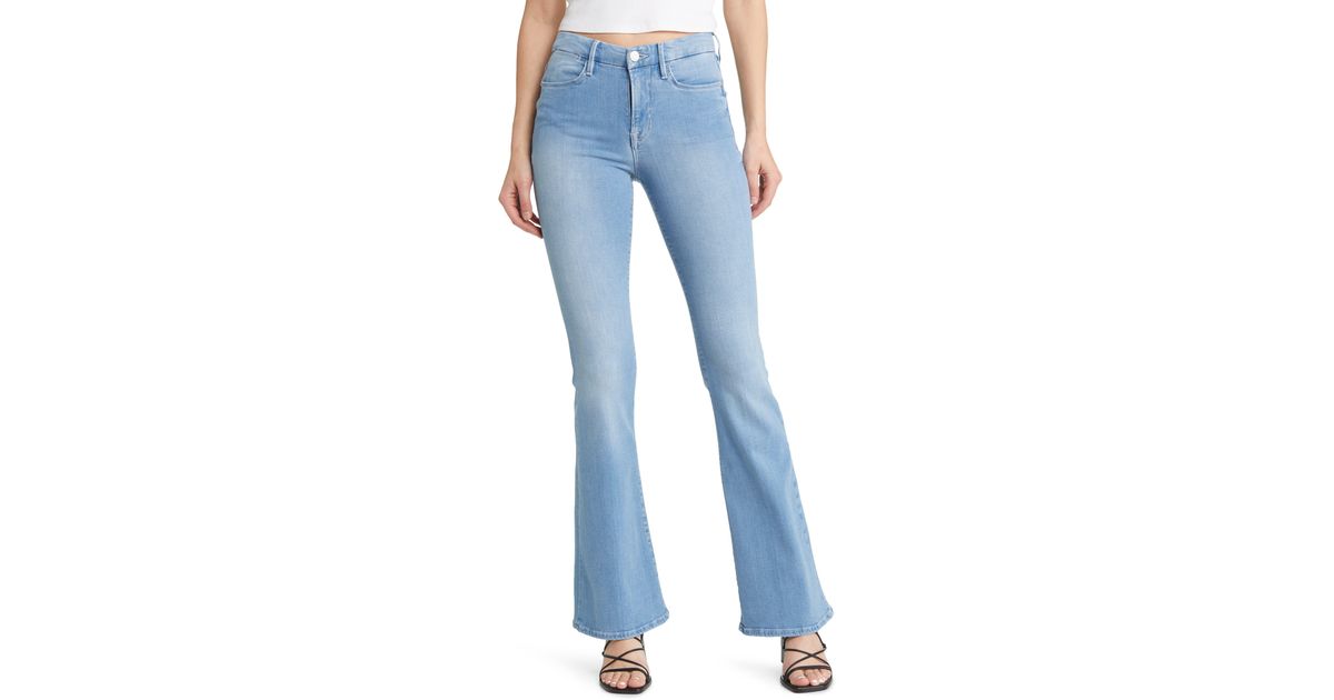 FRAME Le Super High Waist Flare Jeans in Blue | Lyst