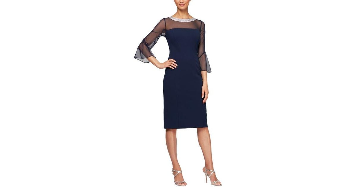 Alex Evenings Embellished Shift Cocktail Dress in Blue | Lyst