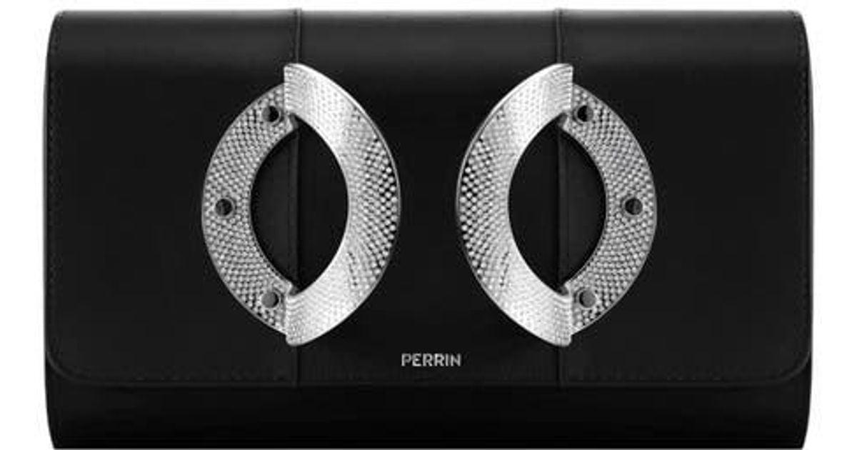 PERRIN Paris La Croisette Strass Clutch in Black | Lyst