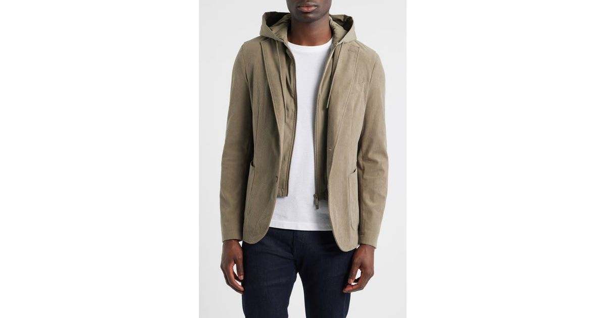 BOSS Hanry Slim Fit Corduroy Sport Coat With Removable Hoodie Bib for ...