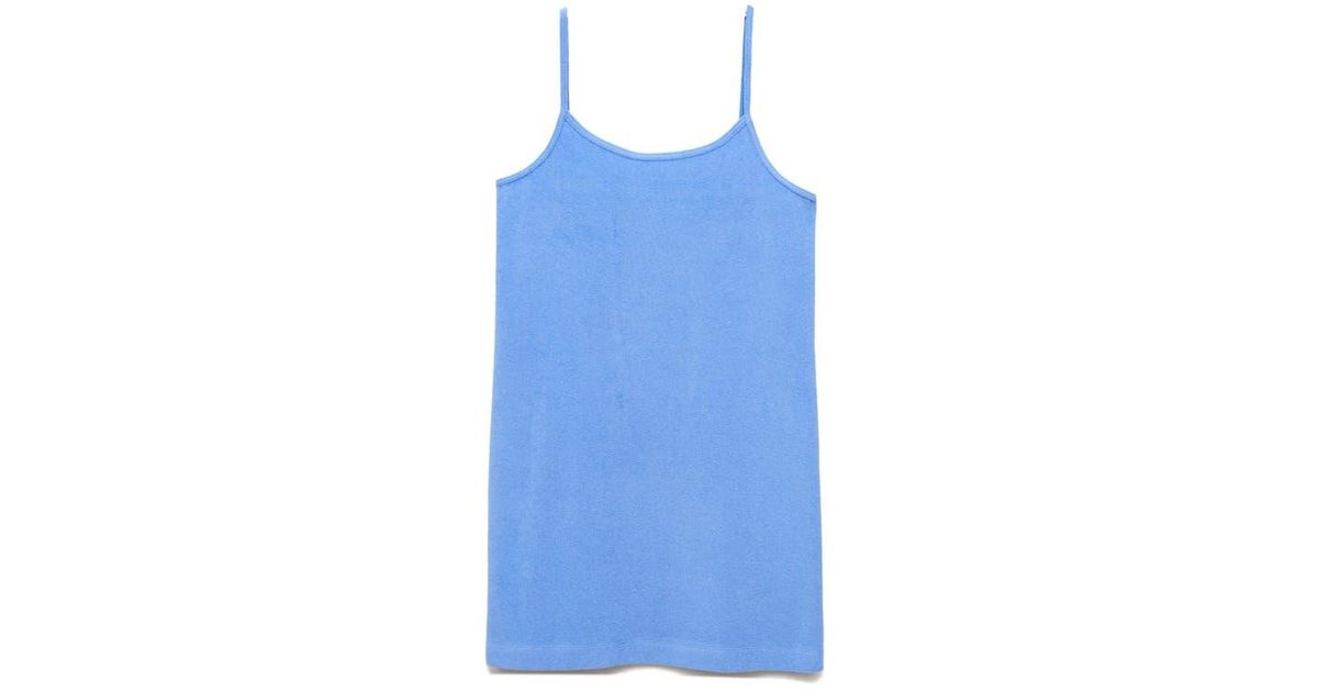 Mango Cotton Terry Tank in Blue | Lyst
