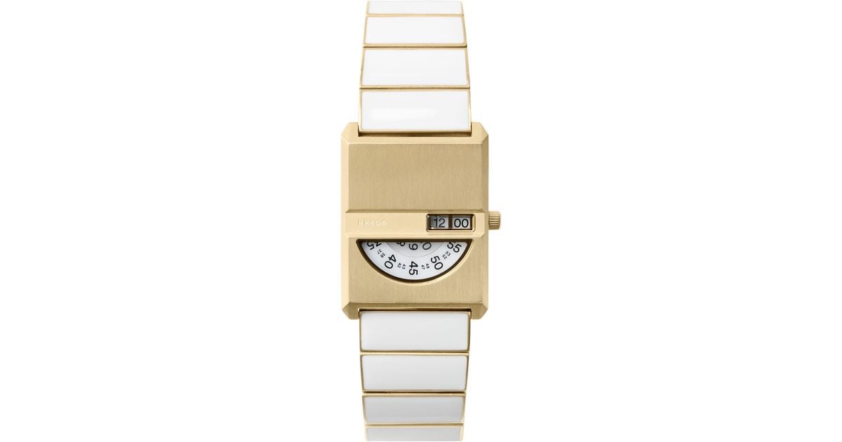 Breda Pulse Tandem Stainless Steel Bracelet Watch, 26Mm in White | Lyst