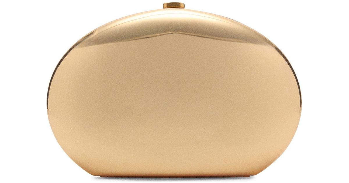 Mango Metallic Frame Clutch in Natural | Lyst
