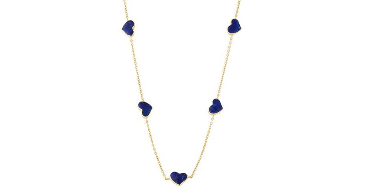 Jan Leslie Five Station Heart 30 Necklace Set in Blue | Lyst