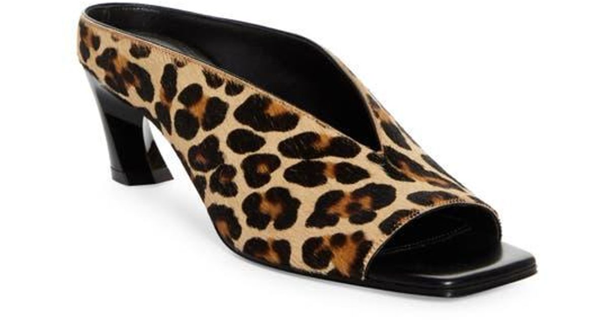 Alexander McQueen Genuine Calf Hair Open Toe Mule in Black | Lyst