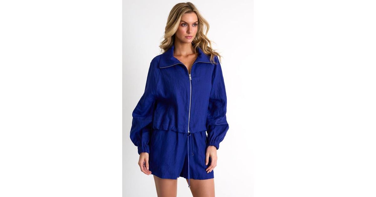 Shan Linen Puffer Jacket in Blue | Lyst