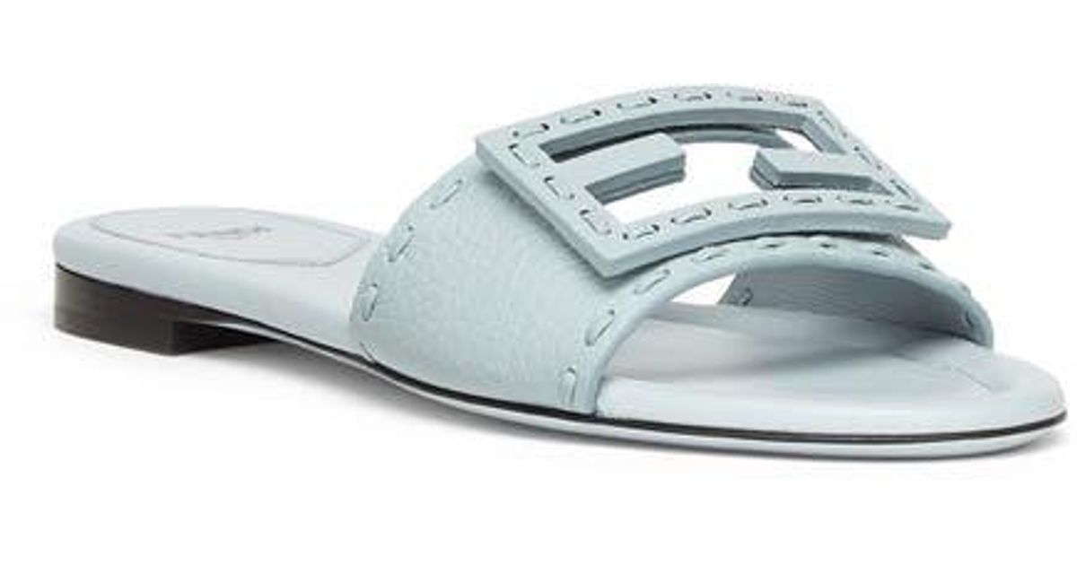 Fendi Signature Slide Sandal in White | Lyst
