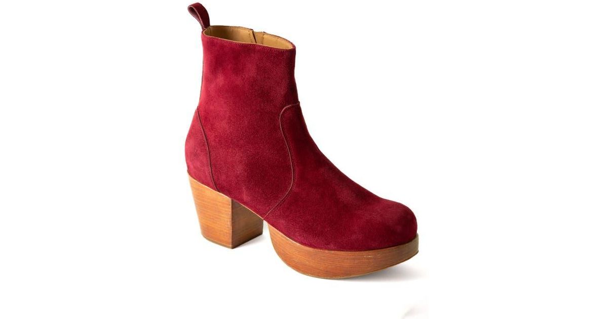 Fortress Charli Suede Platform Clog Boot in Red | Lyst