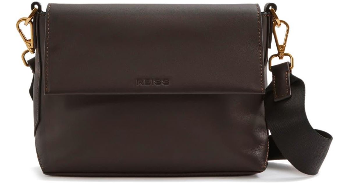 Reiss Selena Leather Crossbody Bag in Black | Lyst