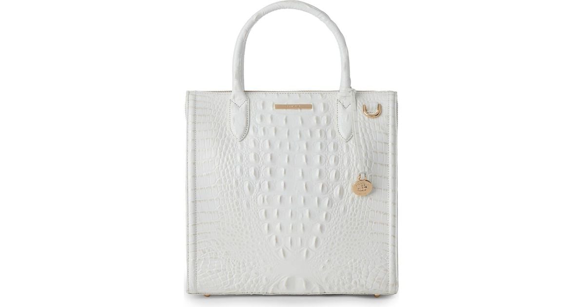 Brahmin Small Caroline Croc Embossed Leather Satchel in White | Lyst