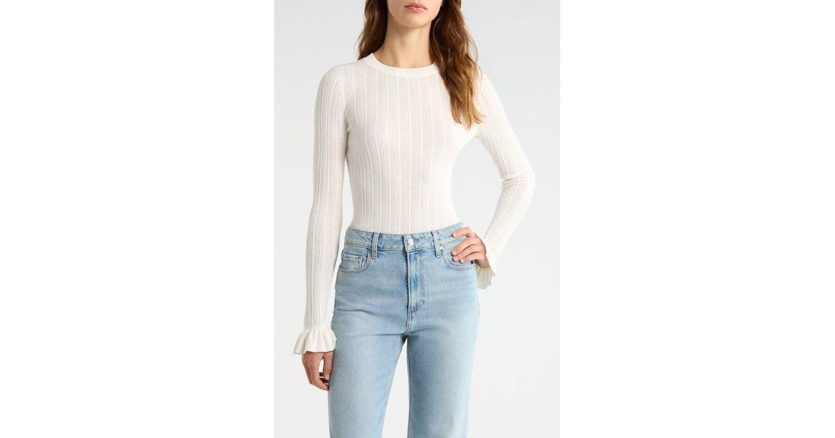 PAIGE Ophelia Pointelle Stitch Organic Cotton & Silk Blend Sweater in ...