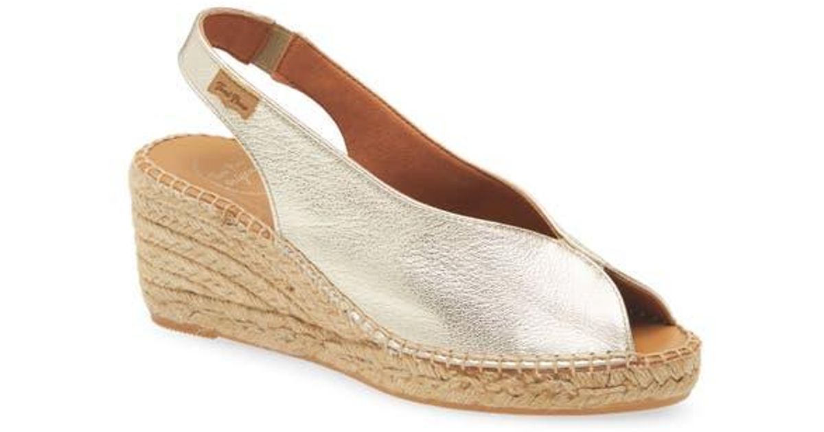 Toni Pons Laila Slingback Peep Toe Platform Wedge Sandal in Natural | Lyst
