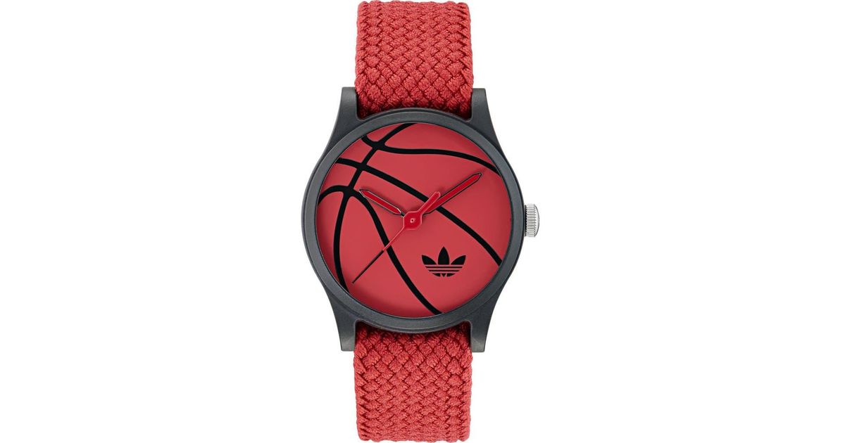 adidas Ao Style Basketball Dial Webbing Strap Watch, 39Mm in Red | Lyst