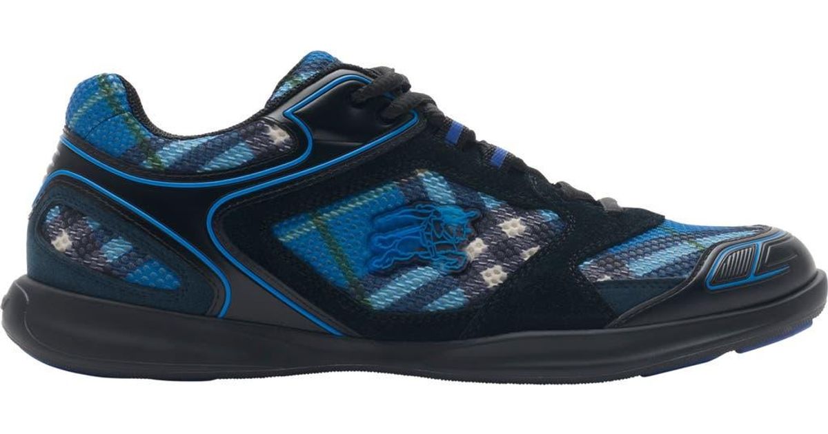 Burberry Check Matrix Sport Sneakers in Blue for Men | Lyst