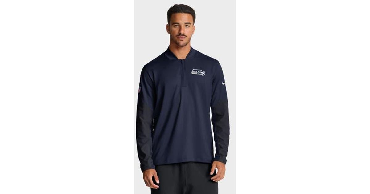 Nike Seattle Seahawks Sideline Dri-Fit Half-Zip Pullover in Blue for ...