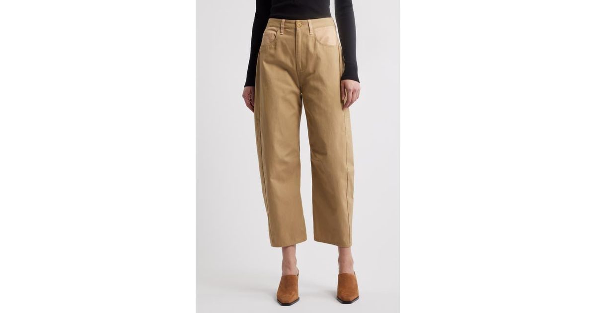 Rag & Bone Charlie High Waist Barrel Leg Pants in Natural | Lyst