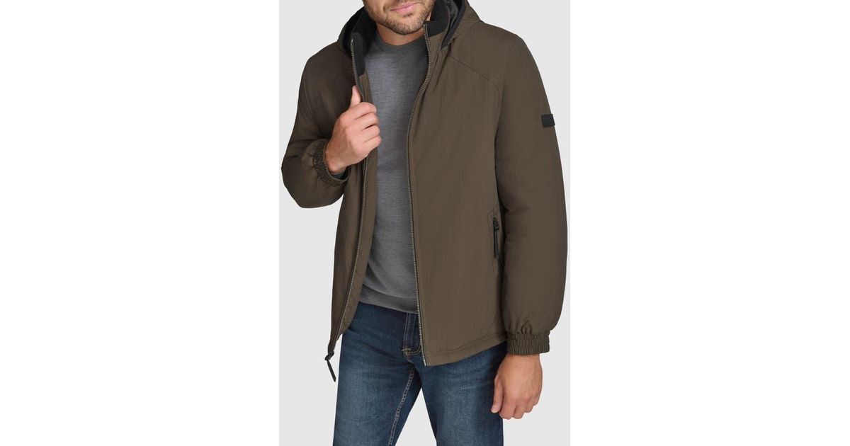 Andrew Marc Gatton Hooded Nylon Jacket in Gray for Men | Lyst