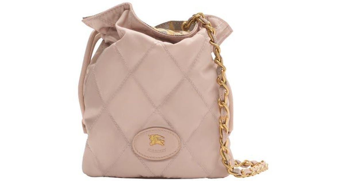 Burberry Quilted Twill Chain Pouch in Natural | Lyst