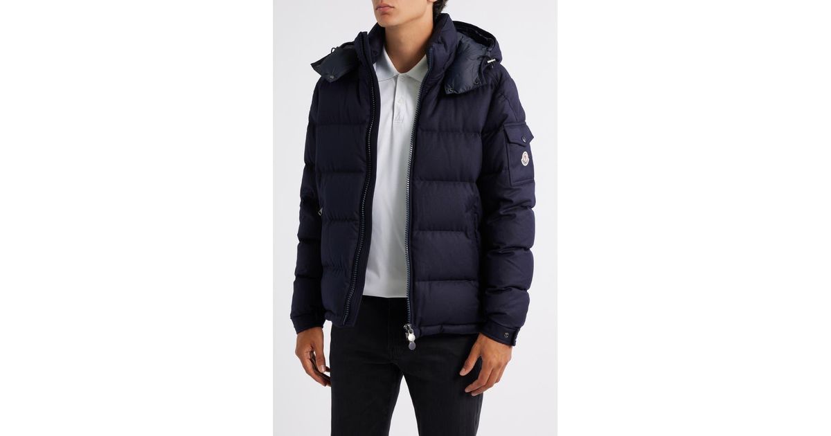 Moncler Montgenevre Virgin Wool Flannel Down Puffer Jacket in Blue for ...