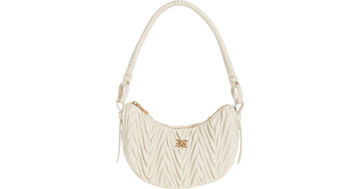 Sam Edelman Ari Quilted Leather Crescent Shoulder Bag in Natural | Lyst