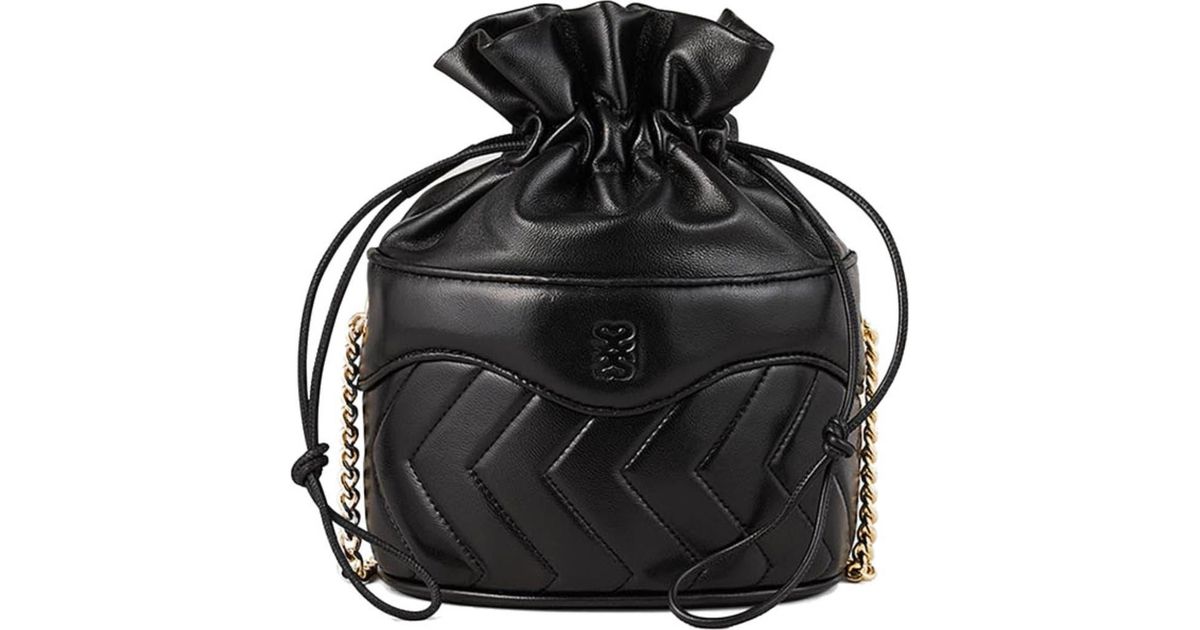 Sandro Le Bonbon Quilt Leather Bucket Bag in Black | Lyst