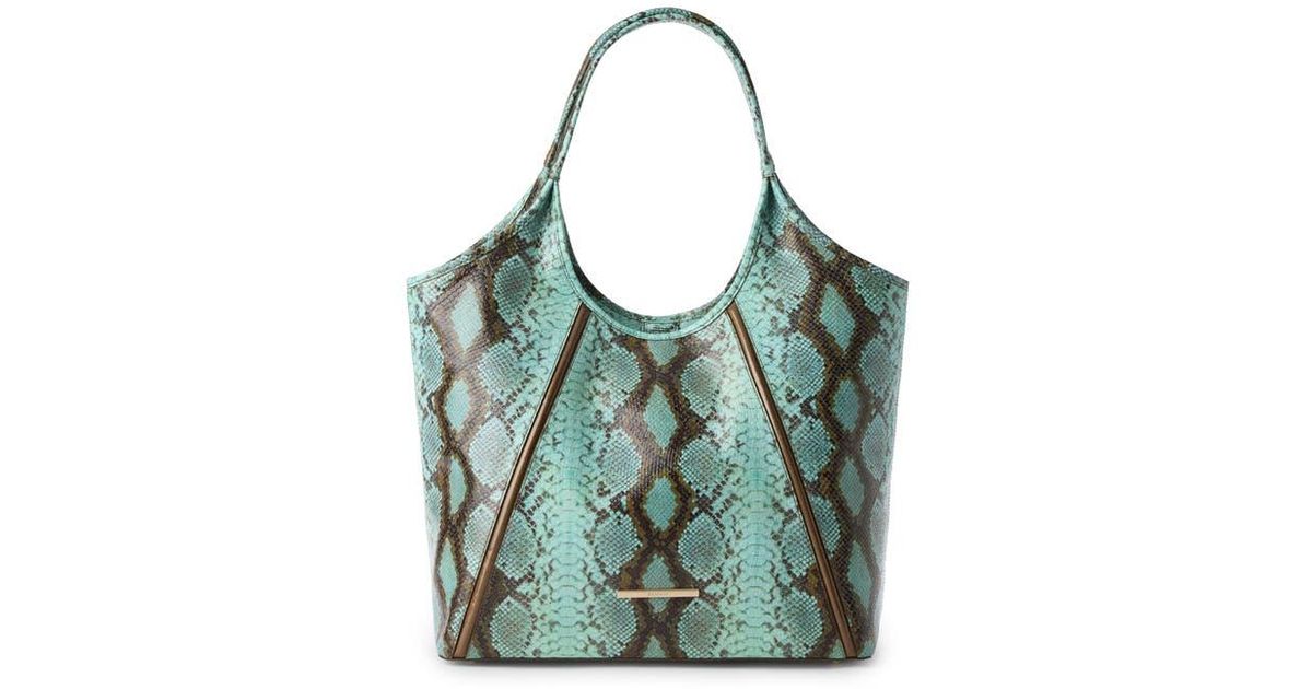 Brahmin Iona Snake Embossed Leather Tote Bag in Green | Lyst