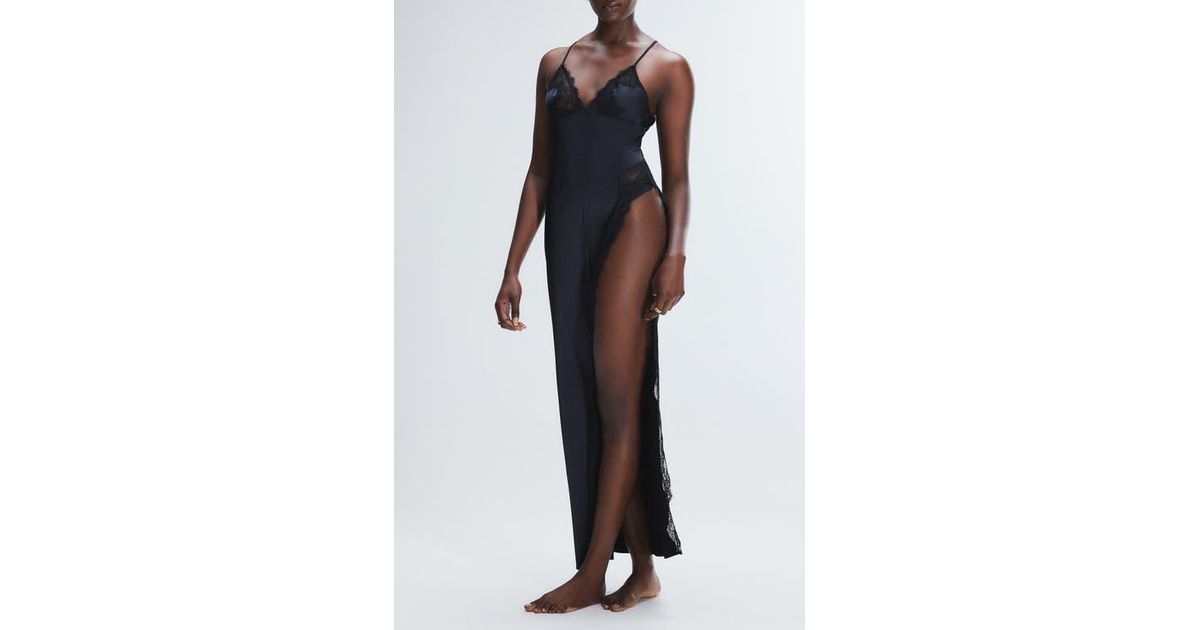 Savage x Fenty Nite Shade Maxi Slip Chemise in Black | Lyst