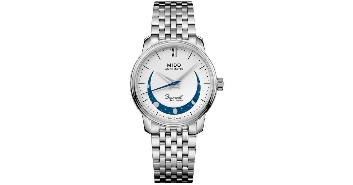 MIDO Baroncelli Heritage Smiling Moon Bracelet Watch, 33Mm in Gray for ...