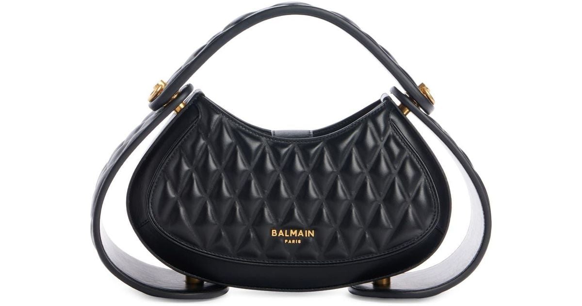 Balmain Medium Jolie Madame Quilted Leather Top Handle Bag in Black | Lyst