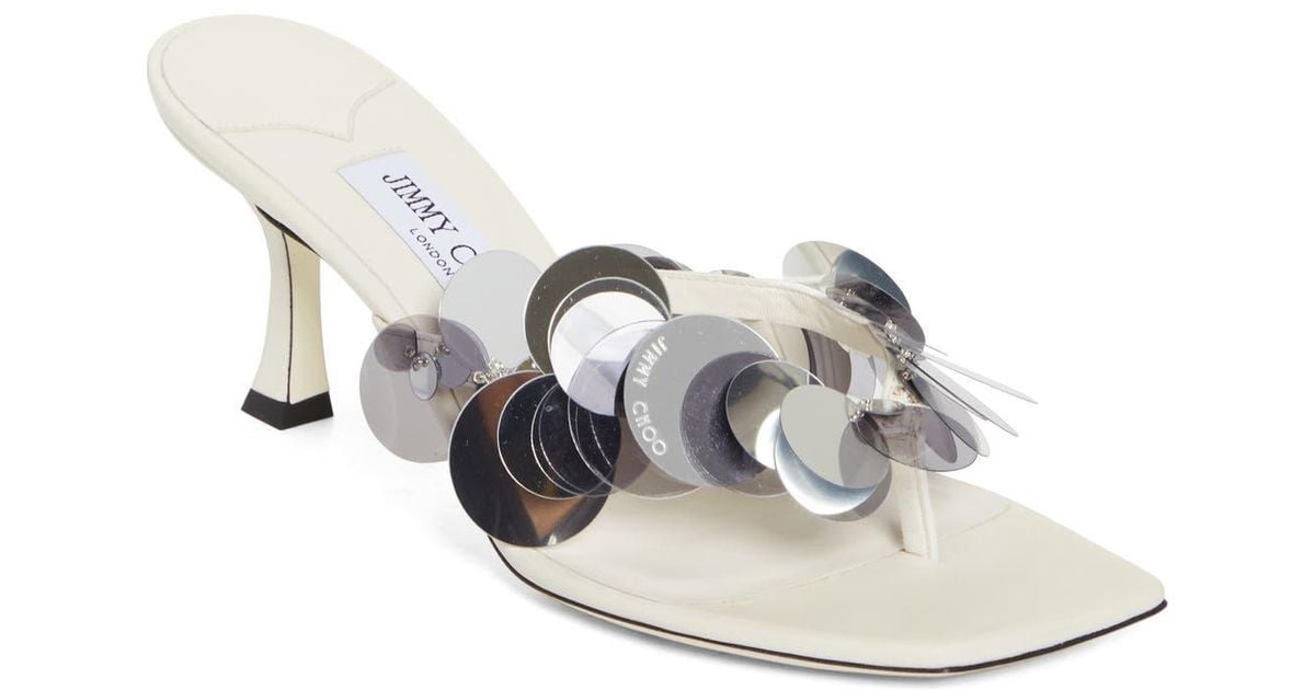 Jimmy Choo Freja Paillette Sandal in White | Lyst