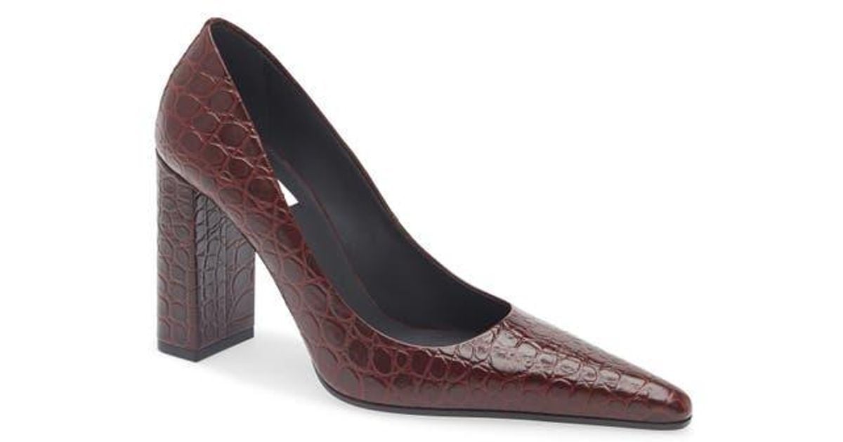 Alaïa Show Pointed Toe Lizard Embossed Pump in Brown | Lyst