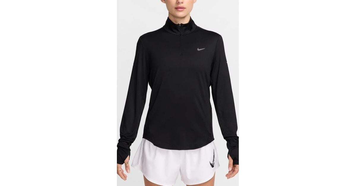 Nike Swift Dri-Fit Uv Half Zip Running Top in Black | Lyst