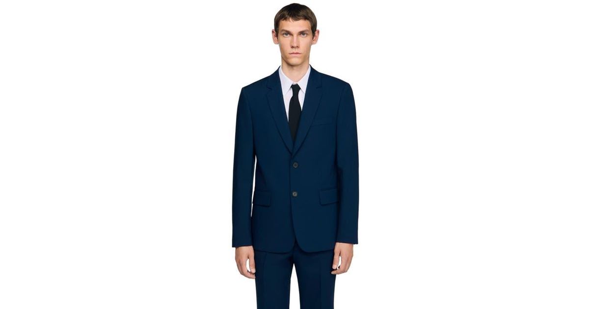 Sandro Wool Suit Jacket in Blue for Men | Lyst