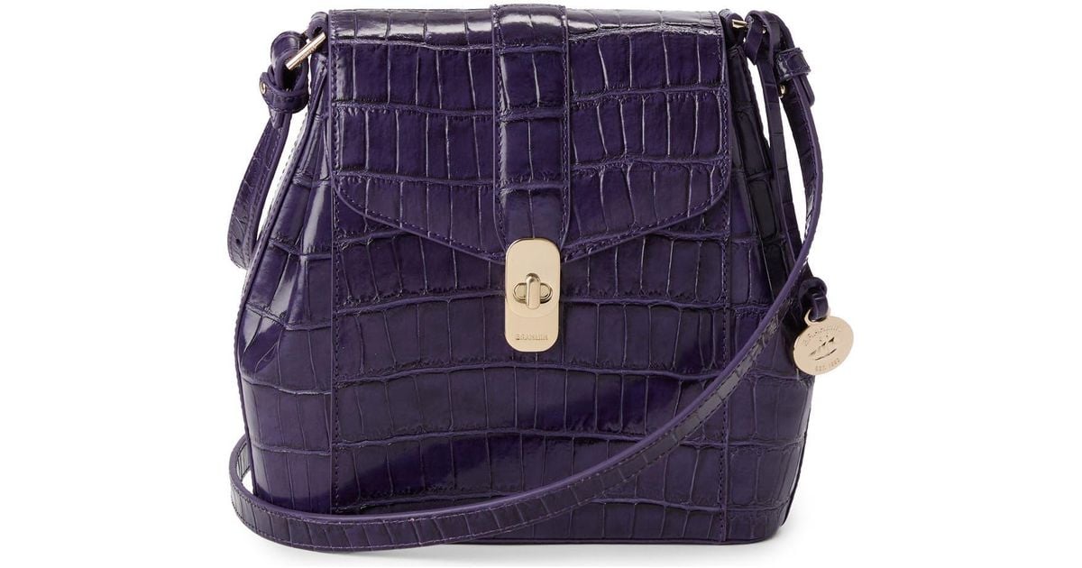 Brahmin Margo Croc Embossed Leather Crossbody Bag in Blue | Lyst