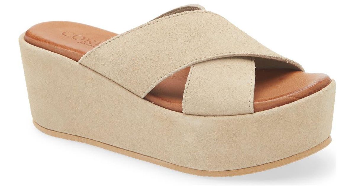 Cordani Bella Platform Wedge Slide Sandal in Natural | Lyst