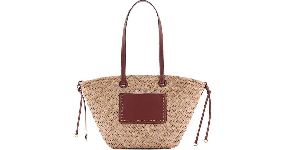 Mango Large Straw Shoulder Bag in Brown | Lyst