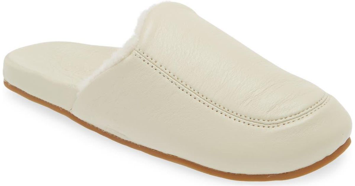 Olukai Konea Genuine Shearling Lined Mule in White | Lyst