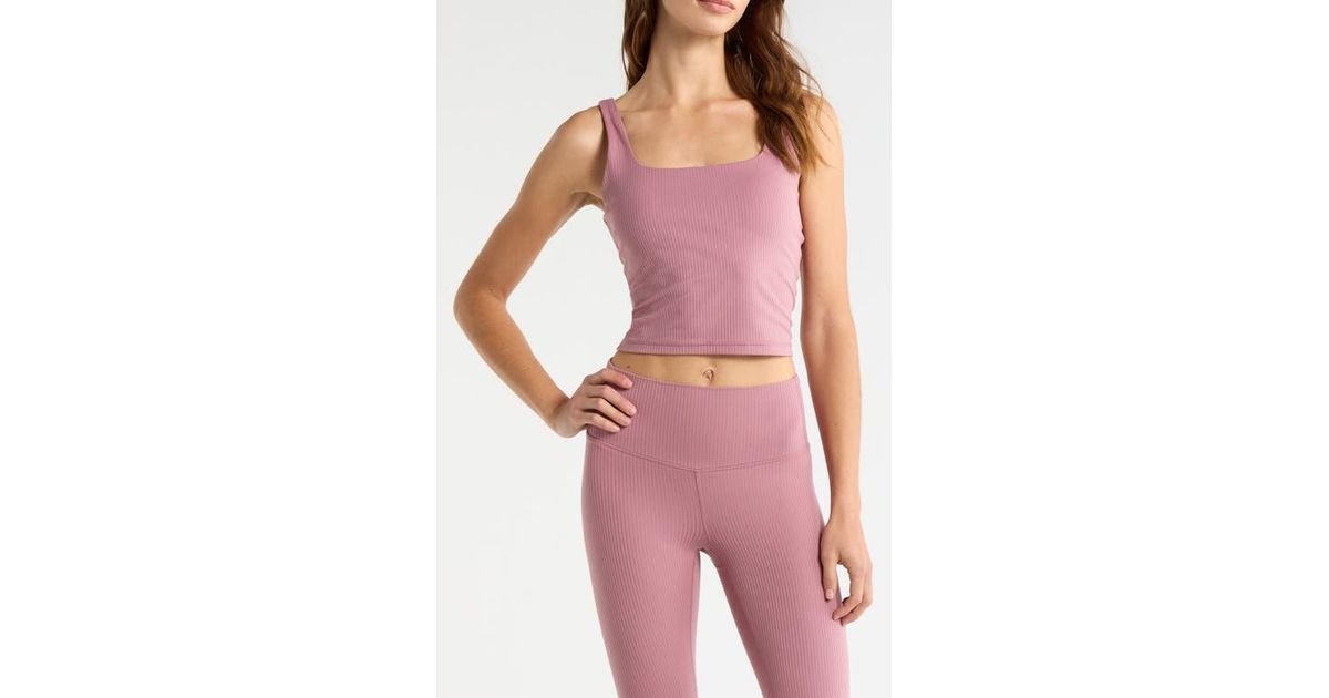 Zella Thrive Rib Bra Tank in Red | Lyst