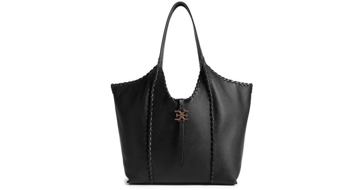 Sam Edelman Sylvia Whipstitched Expandable Tobo Bag in Black | Lyst