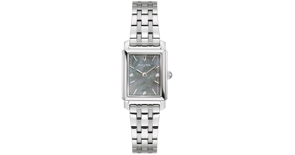 Bulova Sutton Diamond Mother-Of-Pearl Bracelet Watch, 21Mm in Gray | Lyst