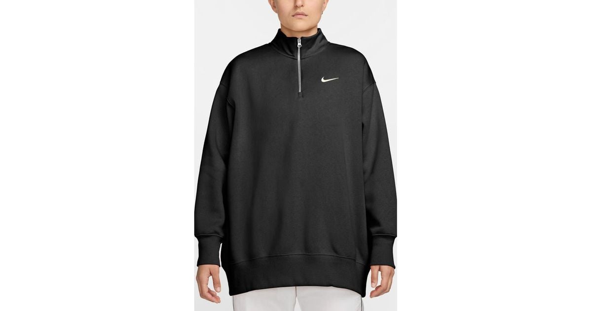 Nike Sportswear Phoenix Oversize Fleece Quarter Zip Top in Black | Lyst
