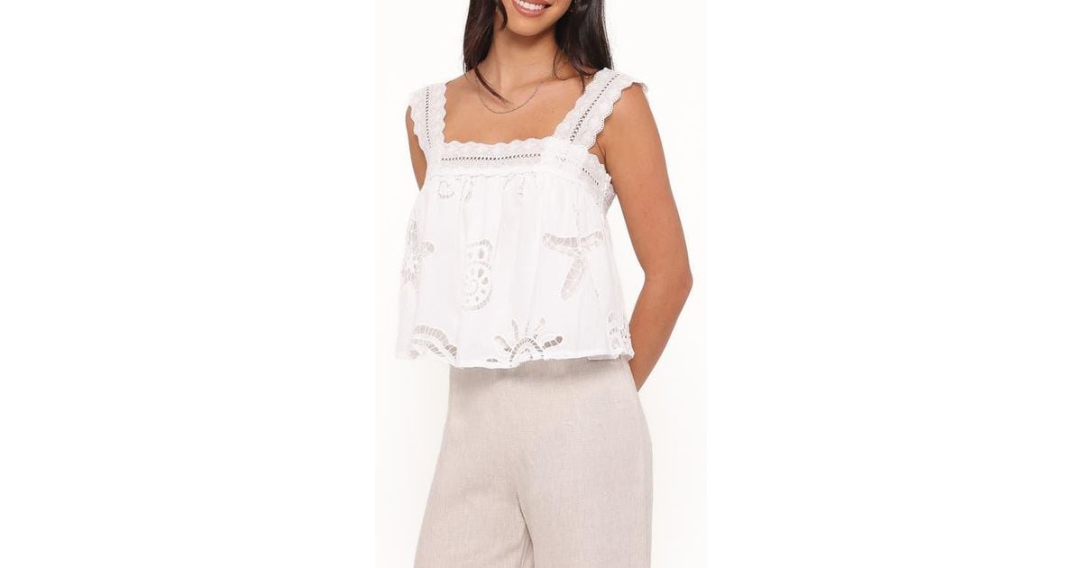 Petal & Pup Aideen Sleeveless Eyelet Top in White | Lyst