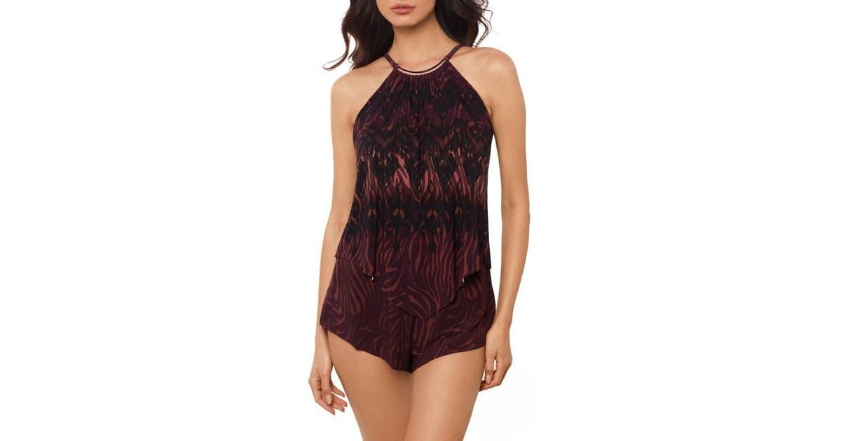 Magicsuit Zabra Goldie Skirted One-Piece Swimsuit in Purple | Lyst