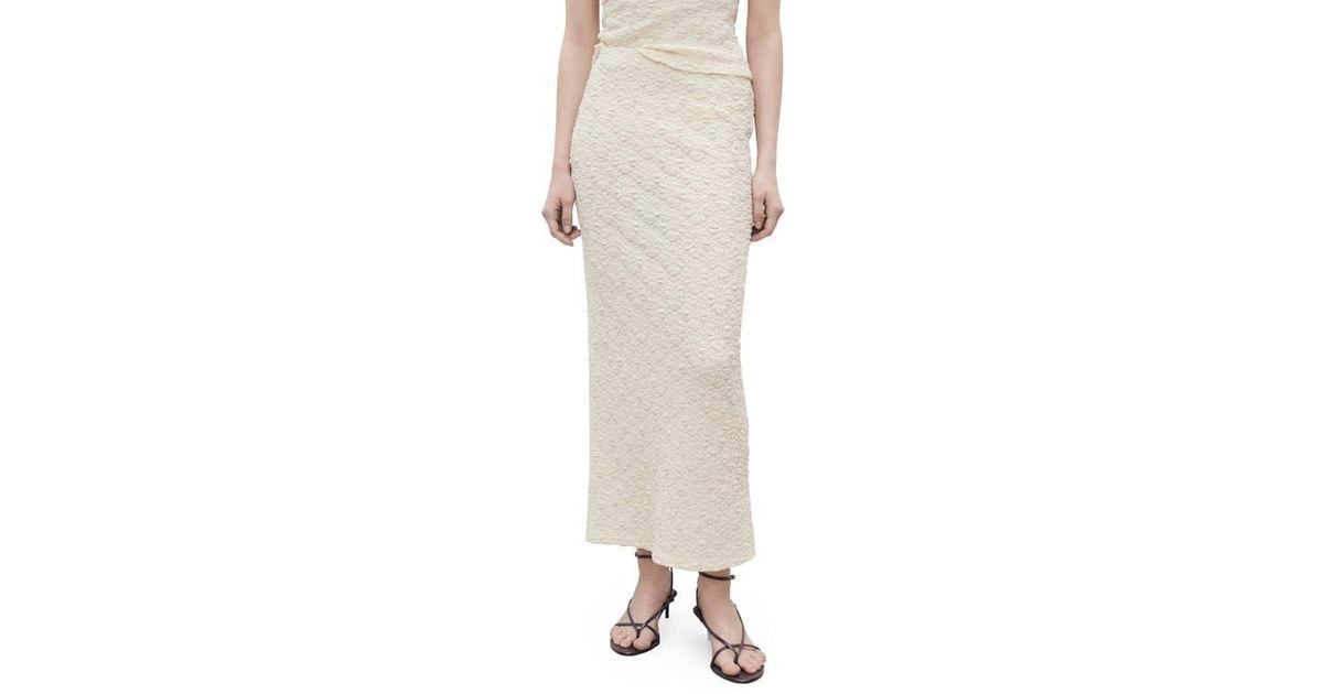Mango Textured Knit Maxi Skirt in Natural | Lyst