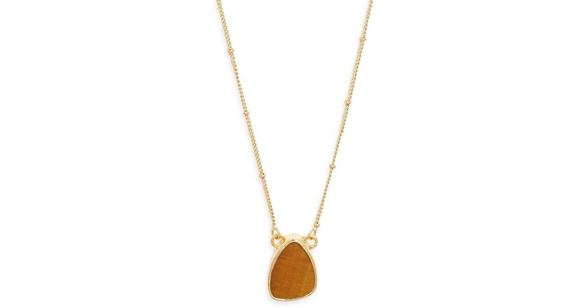 Kiara by Ki-Ele Orion Tiger's Eye Pendant Necklace in Metallic | Lyst