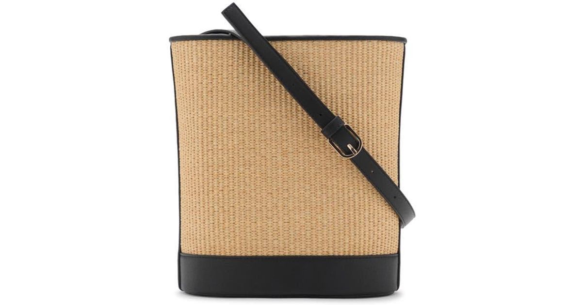 Mango Medium Raffia Bucket Bag in Natural | Lyst